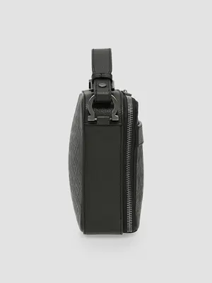 FERRAGAMO Embossed Leather Shoulder Bag - Nero