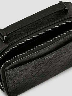 FERRAGAMO Embossed Leather Shoulder Bag - Nero