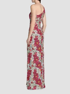 Rene Ruiz Collection One-shoulder Sequin-embellished Column Gown