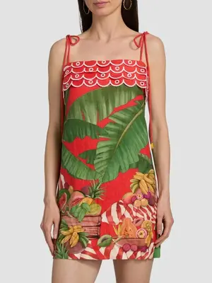Farm Rio Fruit Trolley Banana Tassels Mini Dress