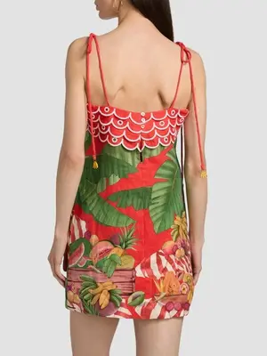 Farm Rio Fruit Trolley Banana Tassels Mini Dress