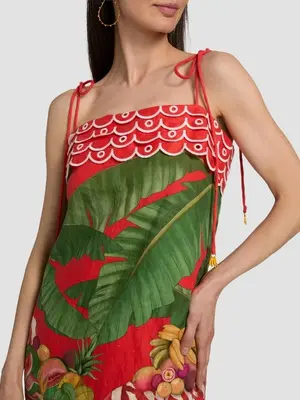 Farm Rio Fruit Trolley Banana Tassels Mini Dress