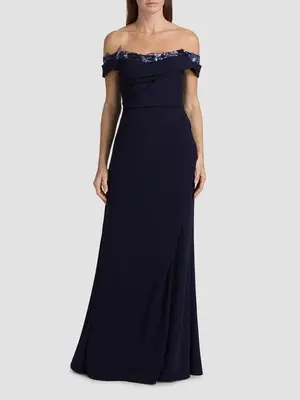 Rene Ruiz Collection Off-the-shoulder Crepe Gown