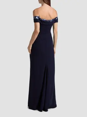 Rene Ruiz Collection Off-the-shoulder Crepe Gown