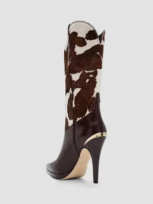 Partlow Izzie 110mm Calf Hair Leather Cowboy Boots - Marrone