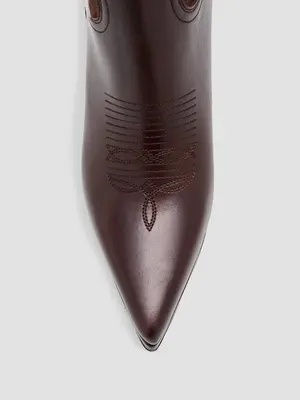 Partlow Izzie 110mm Calf Hair Leather Cowboy Boots - Marrone
