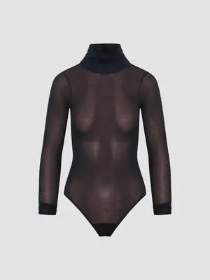 ARTEMIS DICIERO Marina Long-sleeve Sheer Bodysuit - Black