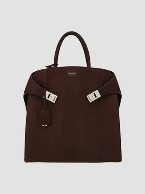 FERRAGAMO Hug Suede Tote Bag - Moro
