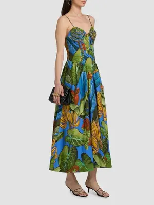 Farm Rio Printed Linen-blend Maxi Dress