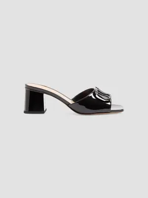 Valentino Garavani Vlogo Signature 60mm Patent Leather Slide Sandals - Black
