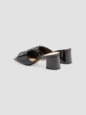 Valentino Garavani Vlogo Signature 60mm Patent Leather Slide Sandals - Black