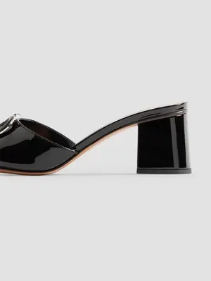 Valentino Garavani Vlogo Signature 60mm Patent Leather Slide Sandals - Black