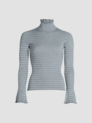 Proenza Schouler White Label Phyllis Striped Geometric-knit Turtleneck Sweater
