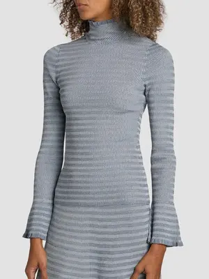 Proenza Schouler White Label Phyllis Striped Geometric-knit Turtleneck Sweater