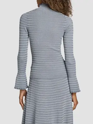 Proenza Schouler White Label Phyllis Striped Geometric-knit Turtleneck Sweater