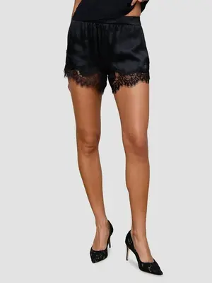 L'Agence Joy Lace-trimmed Silk Shorts