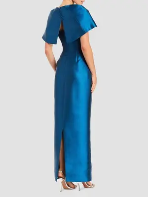 Mestiza New York Eve Embellished Satin Caplet Column Gown