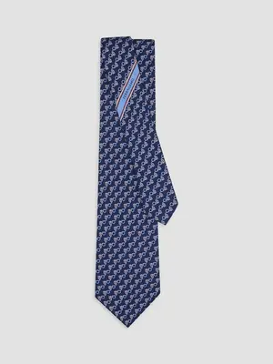 FERRAGAMO Owl Gancio Silk Tie - Navy