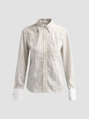 Veronica Beard Rourke Striped Button-front Shirt - Ecru Multi