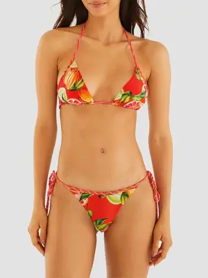 Farm Rio Fruit Print Triangle Bikini Top