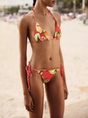 Farm Rio Fruit Print Triangle Bikini Top