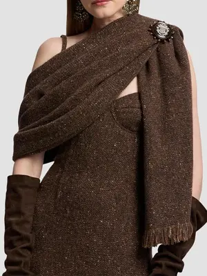 Ralph Lauren Wool-blend Donegal Tweed Fringe Scarf