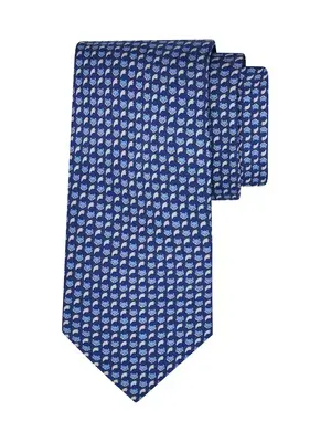 FERRAGAMO Alda Animal-print Silk Tie Navy