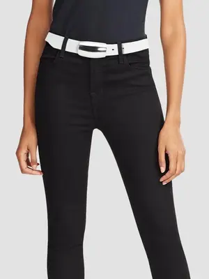 L'Agence Milou Domed Lizard Embossed Leather Belt
