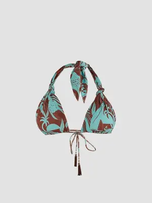 Farm Rio Tropical Print Elongated Bikini Top