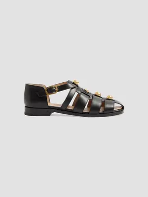Valentino Garavani Vlogo Signature Calfskin Fisherman 20mm Sandals - Black