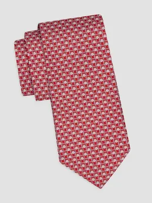 FERRAGAMO Charlie-print Silk Tie Rosso