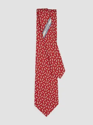 FERRAGAMO Charlie-print Silk Tie - Rosso