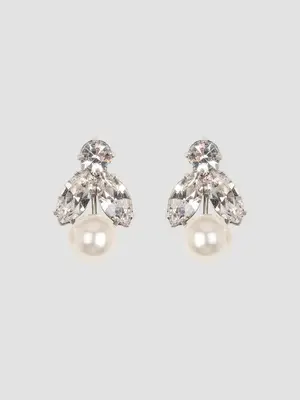 JENNIFER BEHR Kaide Rhodium-plated, Crystal & Imitation Pearl Drop Earrings