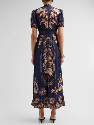 Farm Rio Lara Floral V-neck Midi Dress