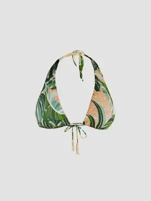 Farm Rio Palm Print Elongaited Bikini Top
