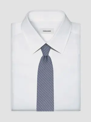 FERRAGAMO Cerchio Silk Tie - Grigio