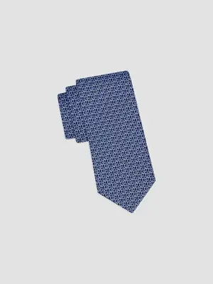 FERRAGAMO Cerchio Silk Tie Navy