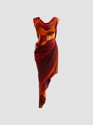 LAQUAN SMITH Draped Asymmetric Corset-style Midi-dress - Multi
