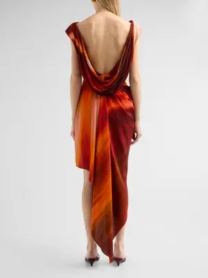 LAQUAN SMITH Draped Asymmetric Corset-style Midi-dress - Multi