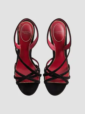 Valentino Garavani Fetishique Velvet 105mm Sandals - Black