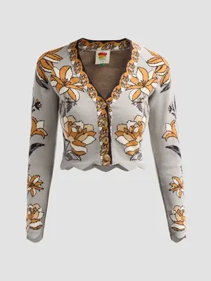 Farm Rio Stained Glass Beauty Cardigan - Grey