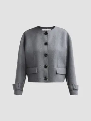Veronica Beard Elaris Virgin Wool-blend Crop Jacket - Medium Heather Grey