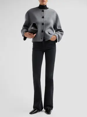 Veronica Beard Elaris Virgin Wool-blend Crop Jacket - Medium Heather Grey