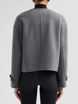 Veronica Beard Elaris Virgin Wool-blend Crop Jacket - Medium Heather Grey