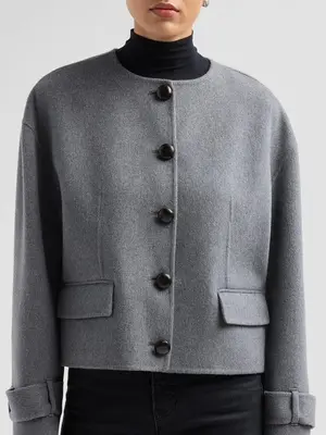 Veronica Beard Elaris Virgin Wool-blend Crop Jacket - Medium Heather Grey