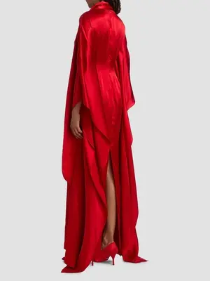 LAQUAN SMITH Satin Caftan-sleeve Gown