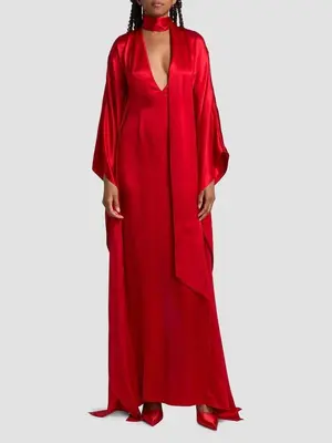 LAQUAN SMITH Satin Caftan-sleeve Gown