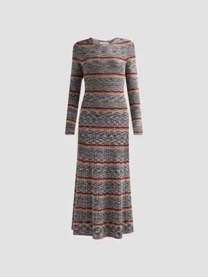 Veronica Beard Nami Striped Rib-knit Midi-dress