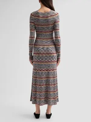 Veronica Beard Nami Striped Rib-knit Midi-dress