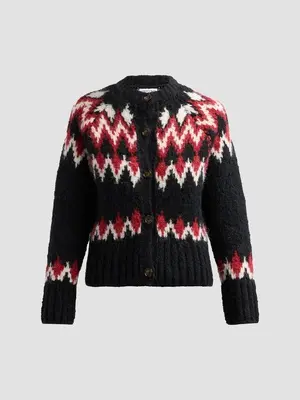 Veronica Beard Christina Fair Isle-inspired Cardigan - Black Multi